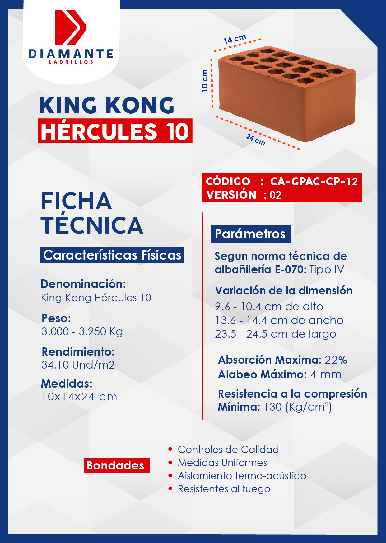 King Kong Hercules 10 | Ladrillos Diamante